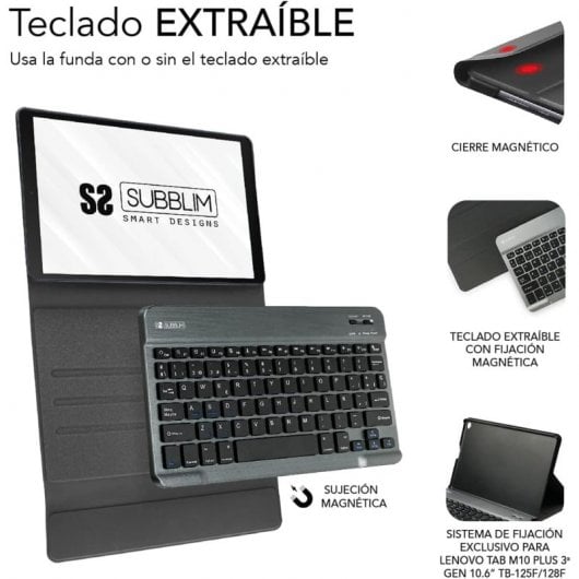 Subblim KeyTab Pro BT Étui avec clavier noir pour tablette Lenovo Tab ...
