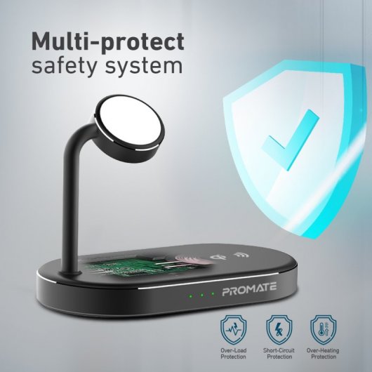 Promate Wavepower Base de Carga Inalámbrica 3 en 1 Carga Rápida 15W ...