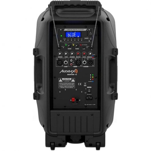 Audibax Denver 12 Altavoz Activo PA con Ruedas y 2 Micrófonos Inalámbricos 12” 200W Negro ...