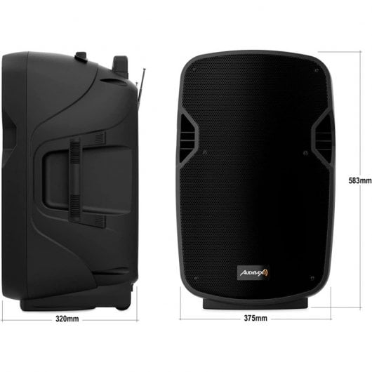 Audibax Denver 12 Altavoz Activo PA con Ruedas y 2 Micrófonos Inalámbricos 12” 200W Negro ...