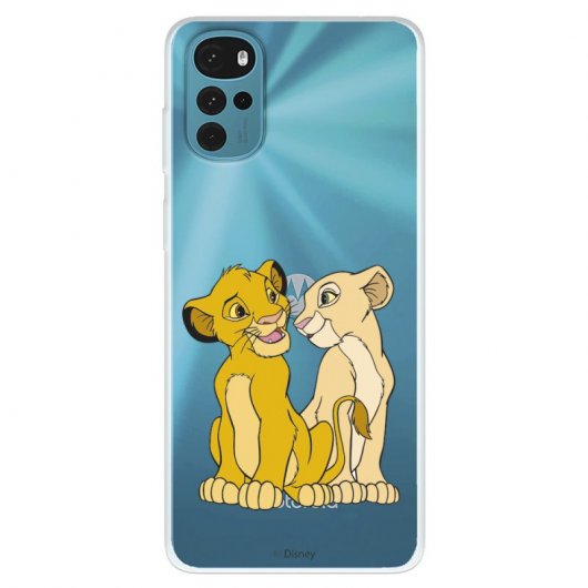 Funda Para Motorola Moto G22 Oficial De Disney Simba Y Nala Silueta ...