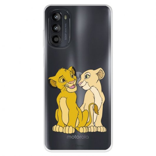 Funda Para Motorola Moto G52 Oficial De Disney Simba Y Nala Silueta ...