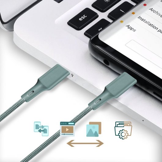 Câble USB-C Écologique Just Green 3a 2m Recyclable Vert | PcComponentes.fr