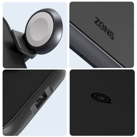 Zens Dock De Carga 4 en 1 Doble Base + Soporte Apple Watch + Puerto Usb ...