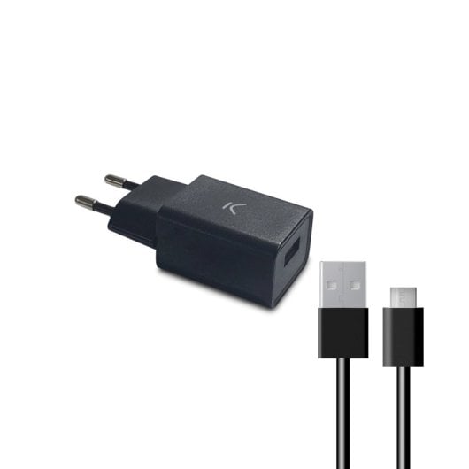Chargeur réseau Ksix 10 W, câble USB-a + USB-a vers Micro-usb 1 M, noir ...