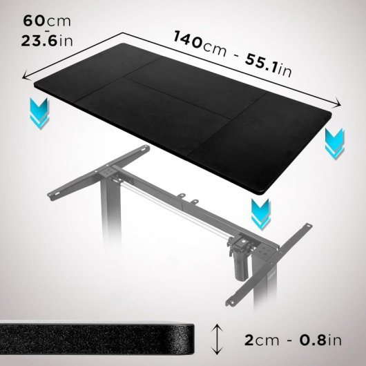 Duronic TT140 BK Tablero de Escritorio Medidas 140 x 60 x 1,9cm Casa u ...