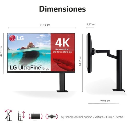 Monitor LG UltraFine Ergo 32UN880P-B 32" LED IPS UltraHD 4K FreeSync ...
