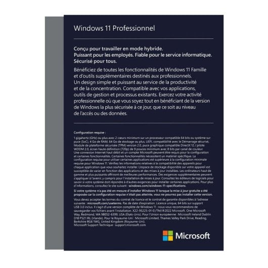 Système d'exploitation Microsoft HAV-00156 Windows 11 Pro 64 bits USB ...