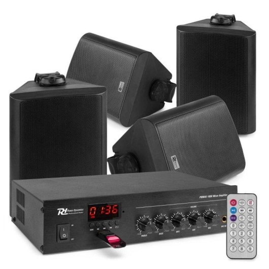 Sistema de sonido Power Dynamics 4 altavoces 5" 45W Bluetooth USB FM ...