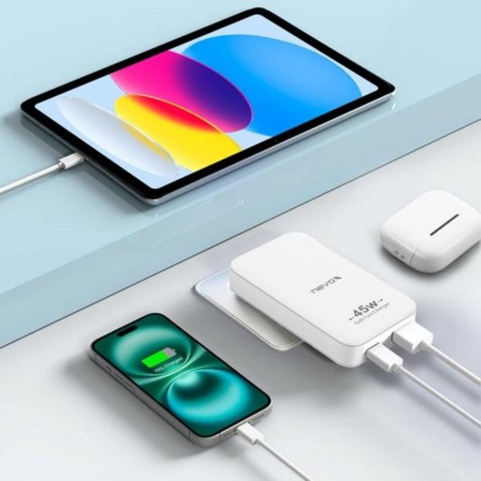 Chargeur Nevox USB-C GaN 45W Dual Slim PD et QC3.0 | PcComponentes.fr
