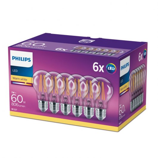 Philips Ampoule 6x LED 60W A60 E27 | PcComponentes.fr
